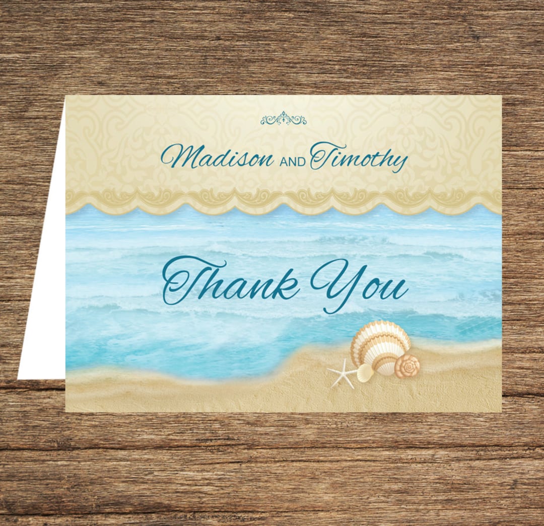 Beach Thank You Card Bch-05-ty-digital Download - Etsy