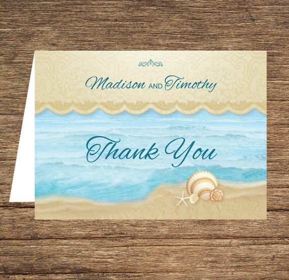Beach Thank You Card Bch-05-ty-digital Download - Etsy