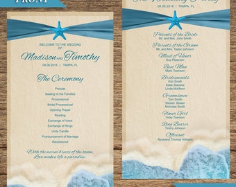 Beach Wedding Program Bch-19-wp-digital Download | Etsy