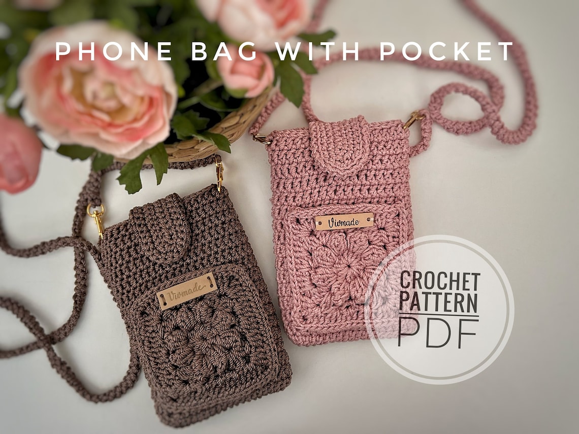 Crochet Phone Bag Pattern PDF Crochet Phone Bag With Pocket - Etsy