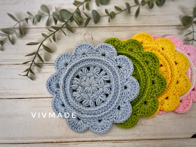 Crochet Coasters Pattern PDF | Crochet Coaster | Handmade Coaster ...