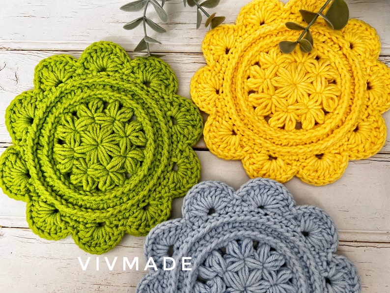 Crochet Coasters Pattern PDF | Crochet Coaster | Handmade Coaster ...