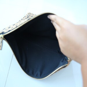 Leopard Clutch, Genuine Leather, Leopard Fold Over Clutch, Leopard ...