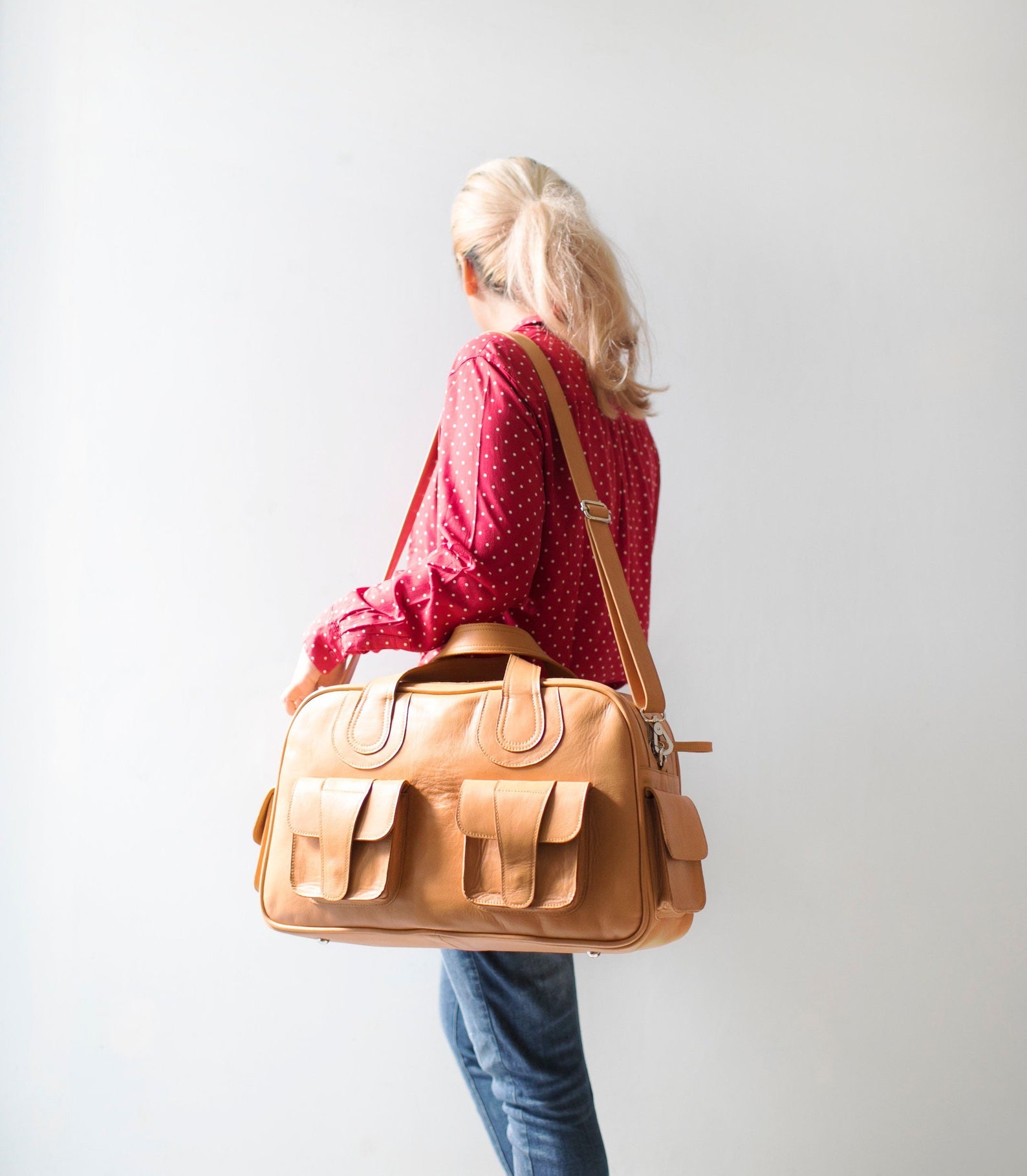 MARY - Light Tan Women's Travel Bag, Women's Weekender Bag, Light Tan ...
