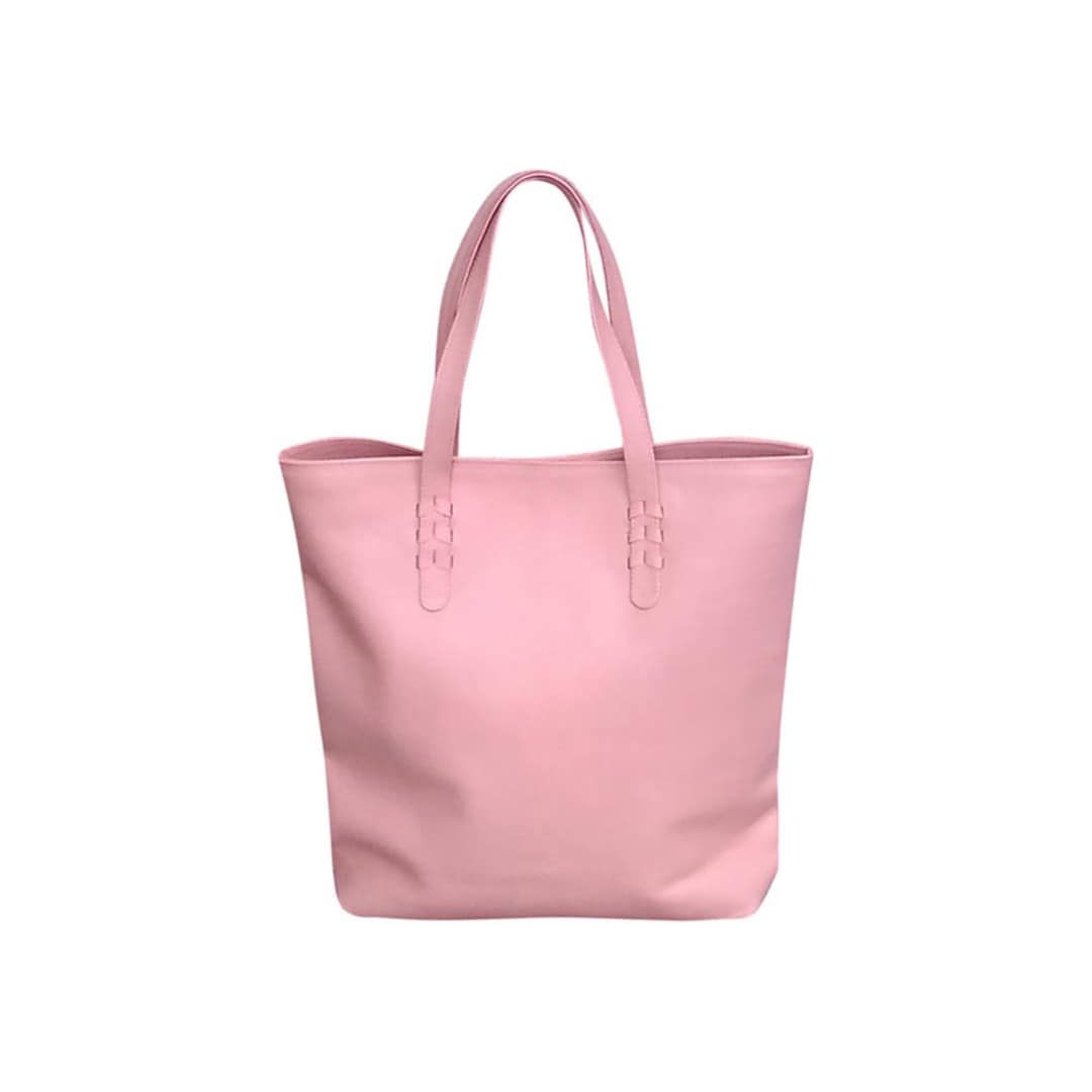 DINDA - Carry All Leather Tote, Pink Genuine Leather Shopper Bag ...
