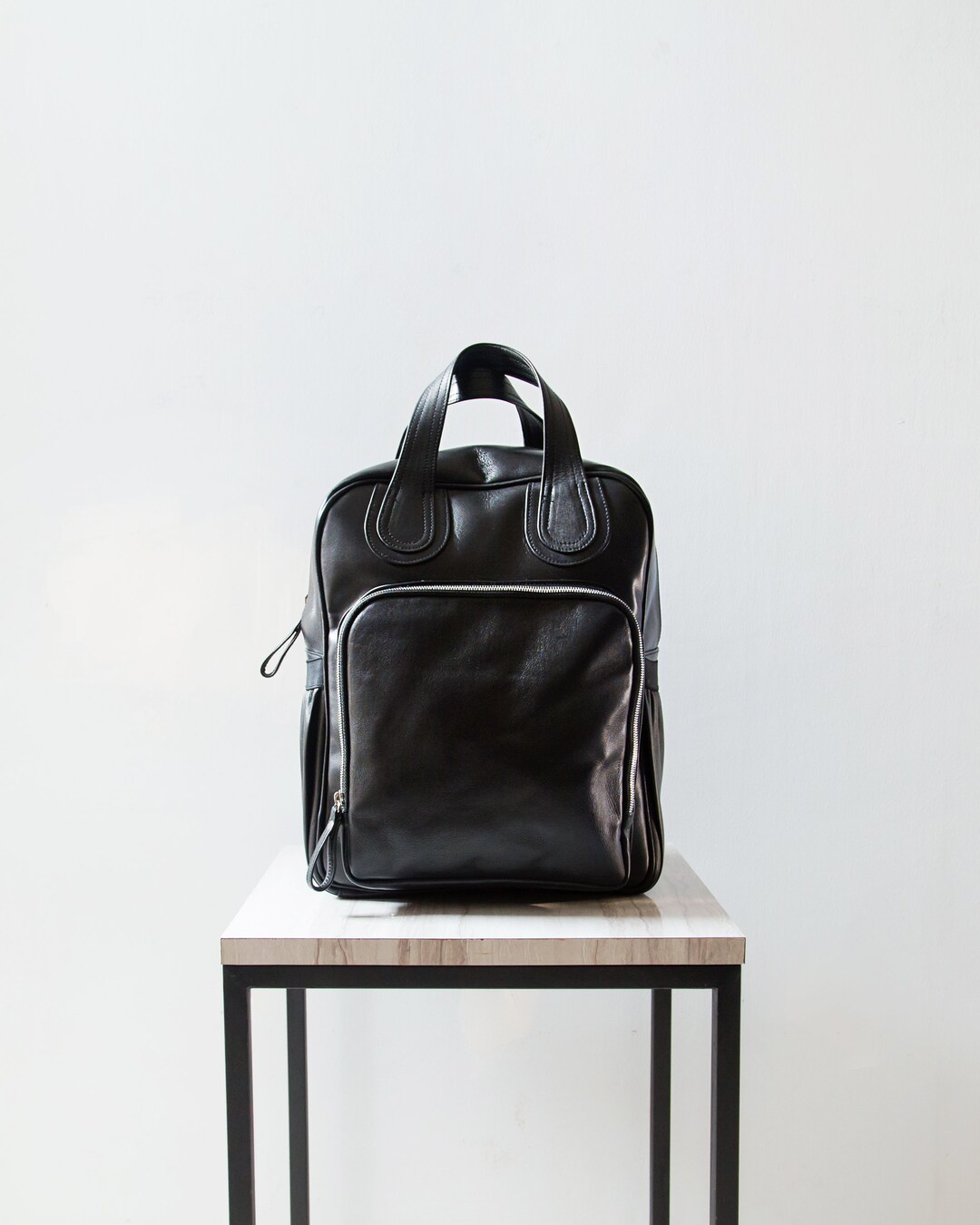 LIDIA Leather Diaper Bag Black Diaper Bag Backpack Diaper - Etsy