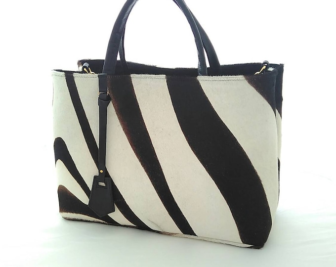 ZEBRA - Calf Hair Handbag, Zebra Handbag, Zebra Tote Bag, Animal Print ...