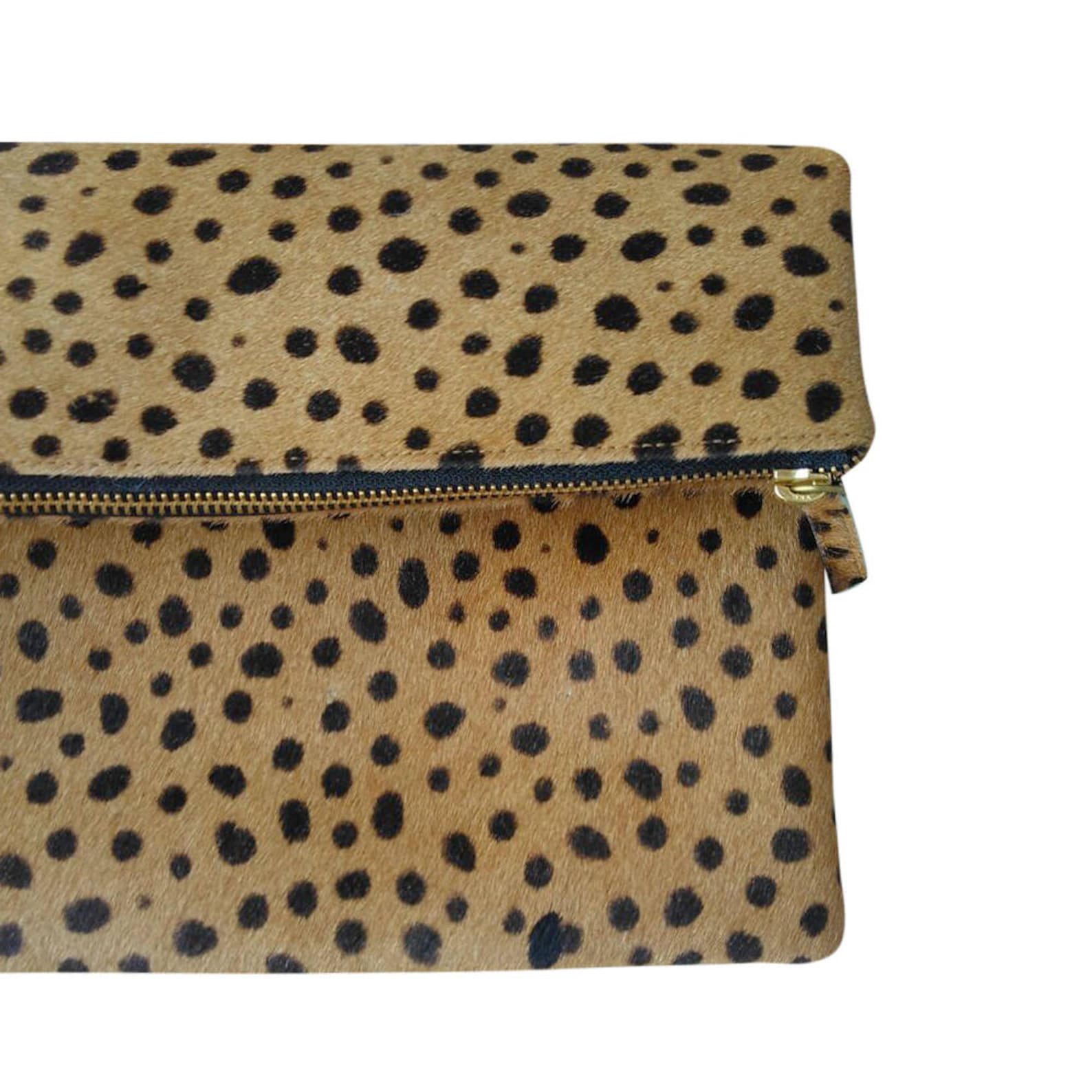 Leopard Clutch, Genuine Leather, Leopard Fold Over Clutch, Leopard ...