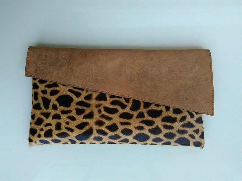 Leopard envelope clutch leopard print leather clutch leopard | Etsy