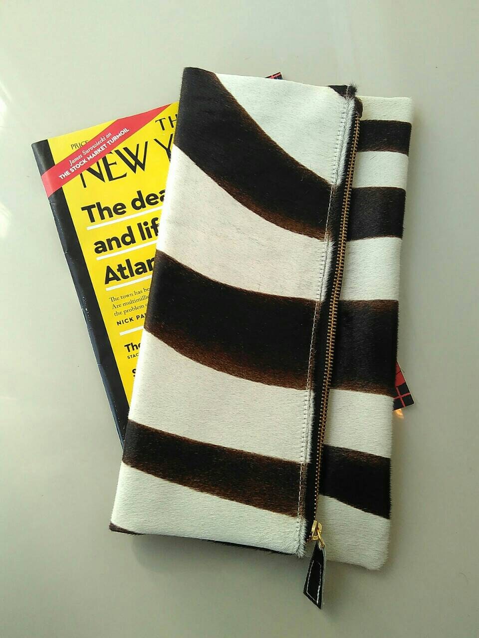 Animal Print Zebra Fold Over Clutch Zebra Print Leather | Etsy