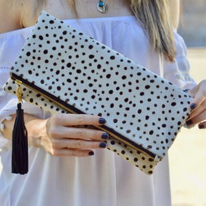 Monochrome Dalmatian Clutch, Leopard Fold Over Clutch, Leopard Print ...