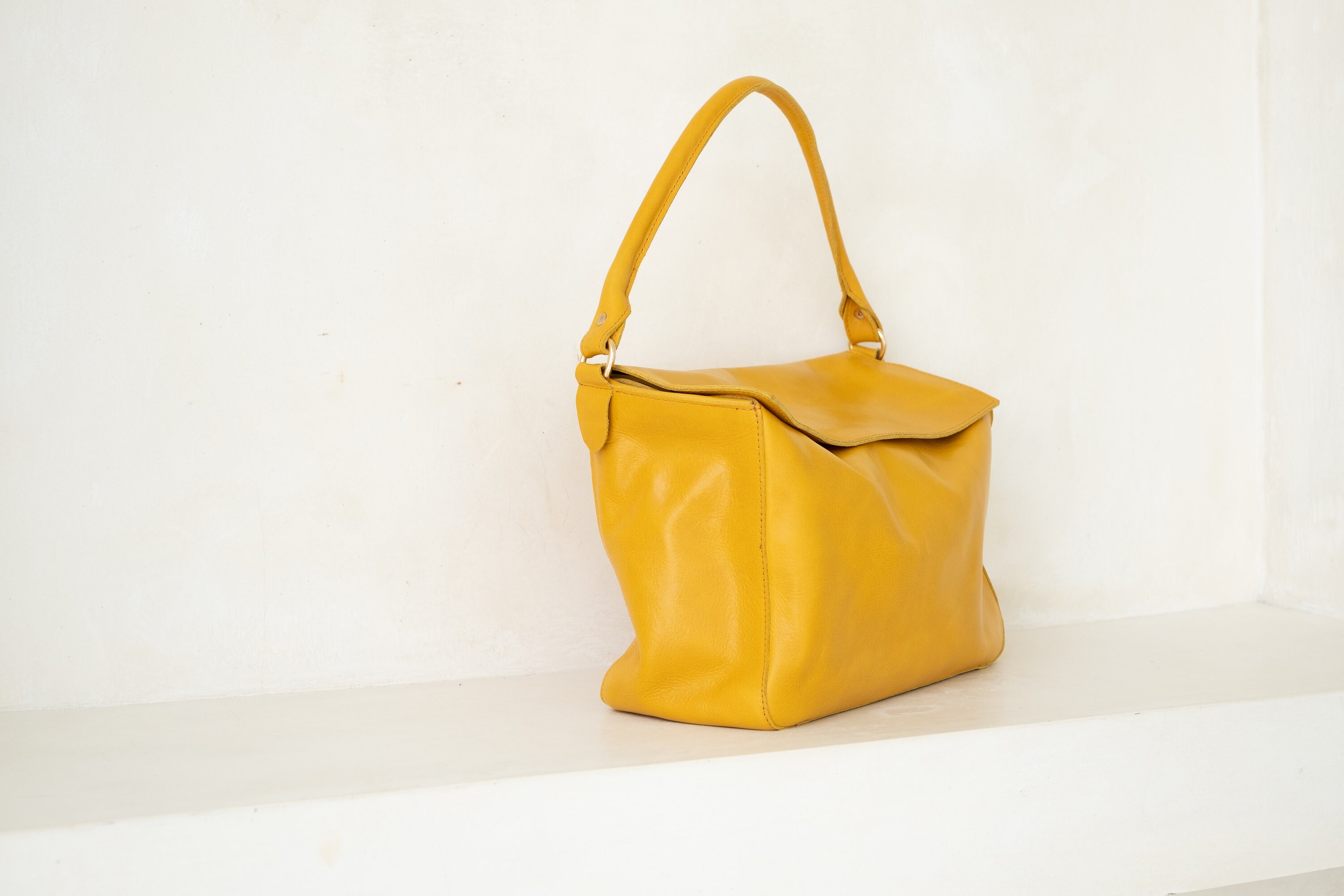 WIKA Medium Leather Hobo Bag Boxy Leather Bag Day Bag | Etsy