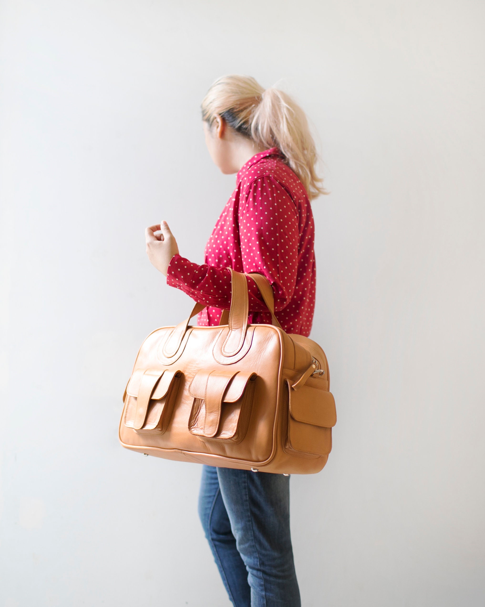MARY - Light Tan Women's Travel Bag, Women's Weekender Bag, Light Tan ...