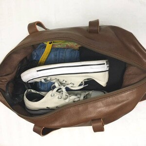 RAI - Tan Weekender Bag, Leather Weekender Bag, Leather Duffel Bag ...