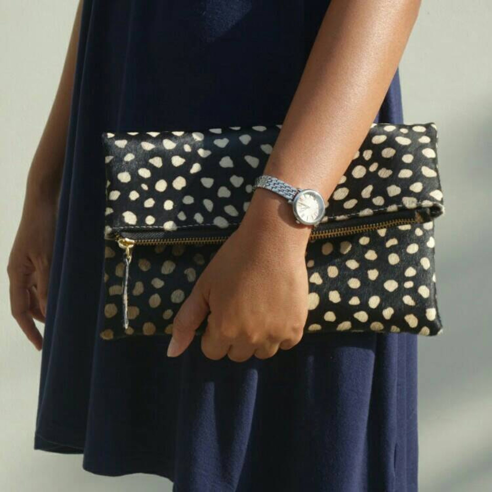 Monochrome Leopard Clutch Leopard Fold Over Clutch Leopard - Etsy