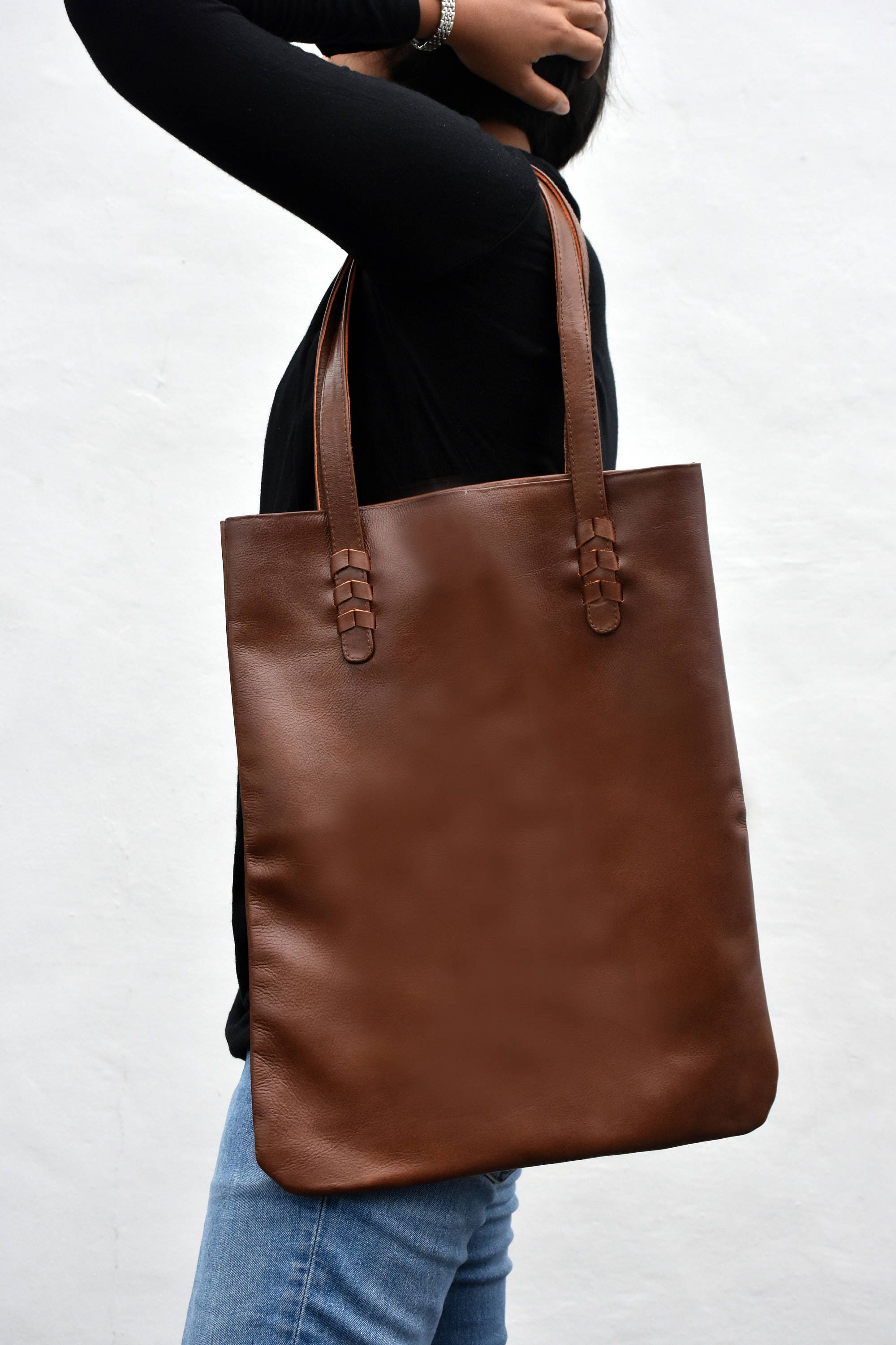 DIA Flat Leather Tote Bag 15 Inch Macbook Pro Laptop Bag - Etsy