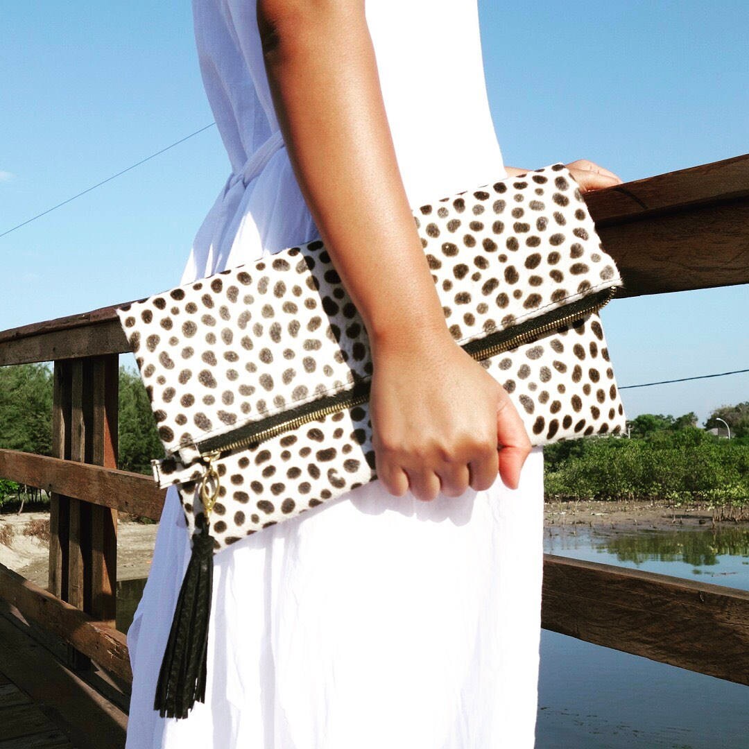 Monochrome Dalmatian Clutch, Leopard Fold Over Clutch, Leopard Print ...