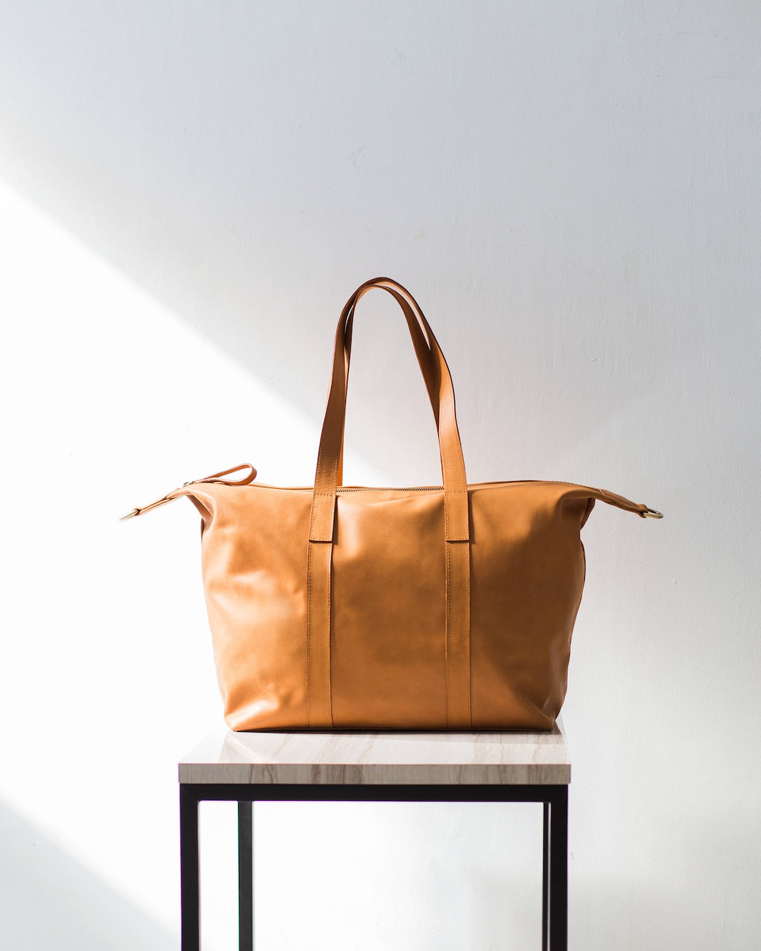 RAI - Tan Weekender Bag, Leather Weekender Bag, Leather Duffel Bag ...