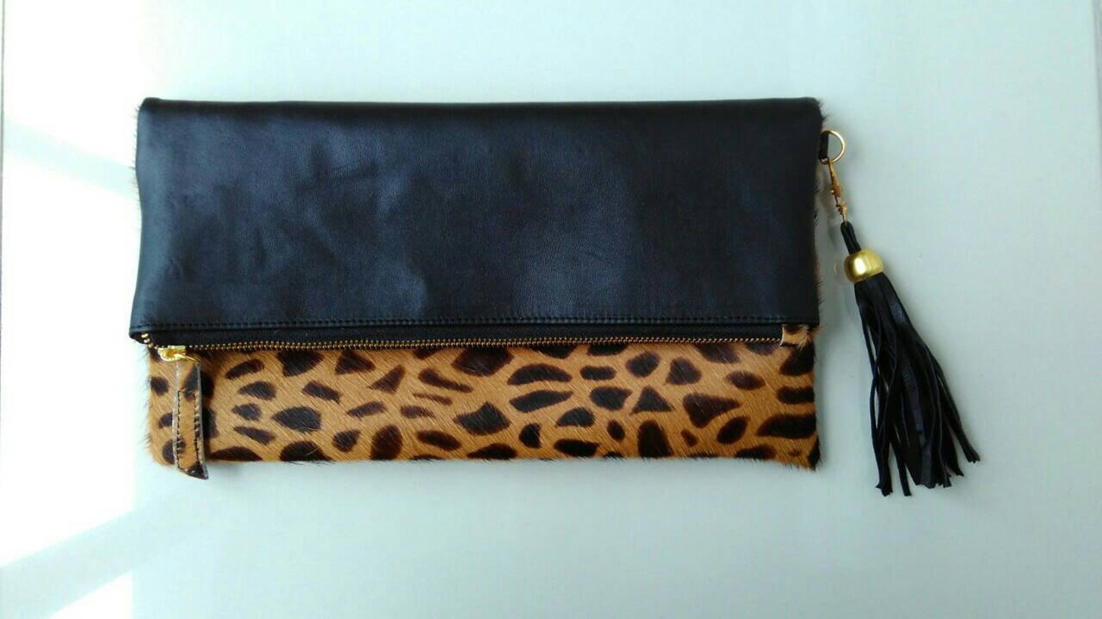 Leopard Clutch With Tassel Foldover Clutch Leopard Print | Etsy