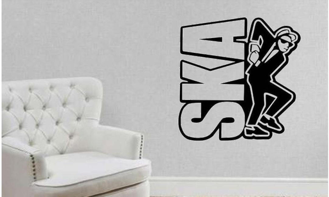 Skinhead Ska Word With Ska Man Leaning 80s Ska Music Dancing Man Cave ...