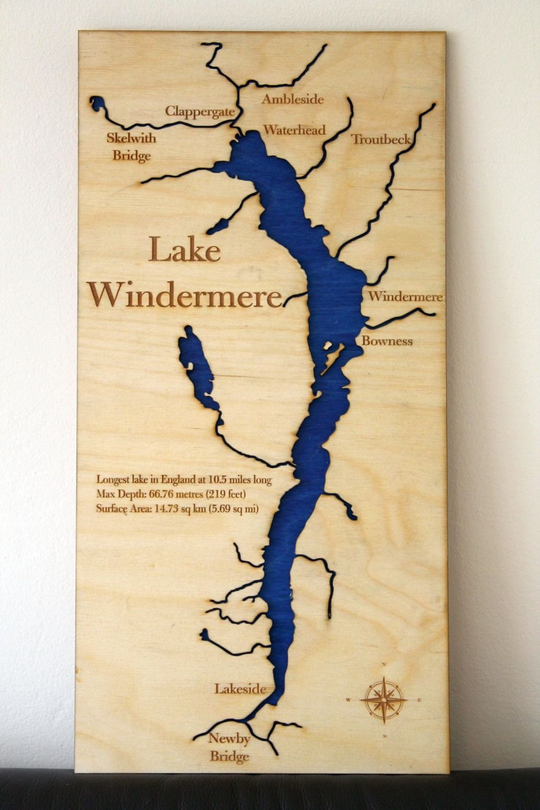 Lake Windermere Lake Map Wall Map - Etsy