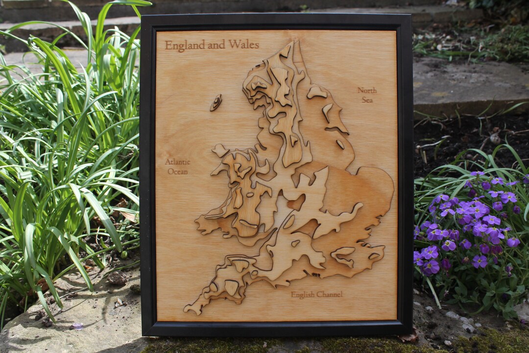 3D England and Wales Map Wooden Topographical Map England and Wales Map ...