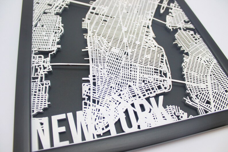 New York Manhattan Wood Map Laser Cut Street Map | Etsy