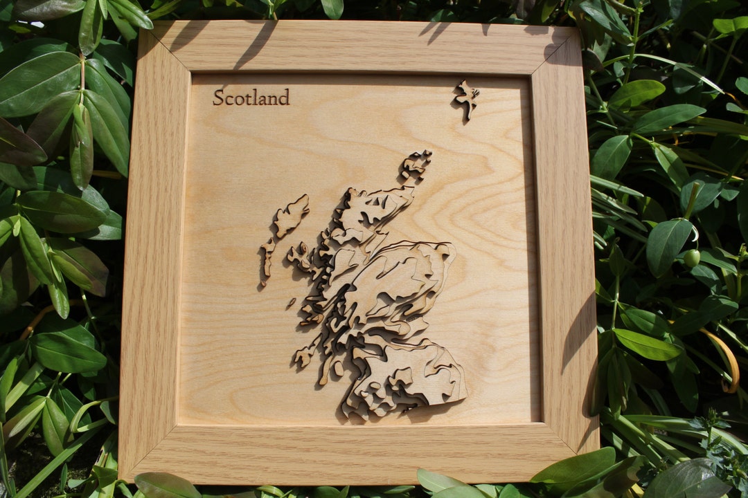 3D Scotland Map Wooden Topographical Map Scotland Map Wooden Contour ...