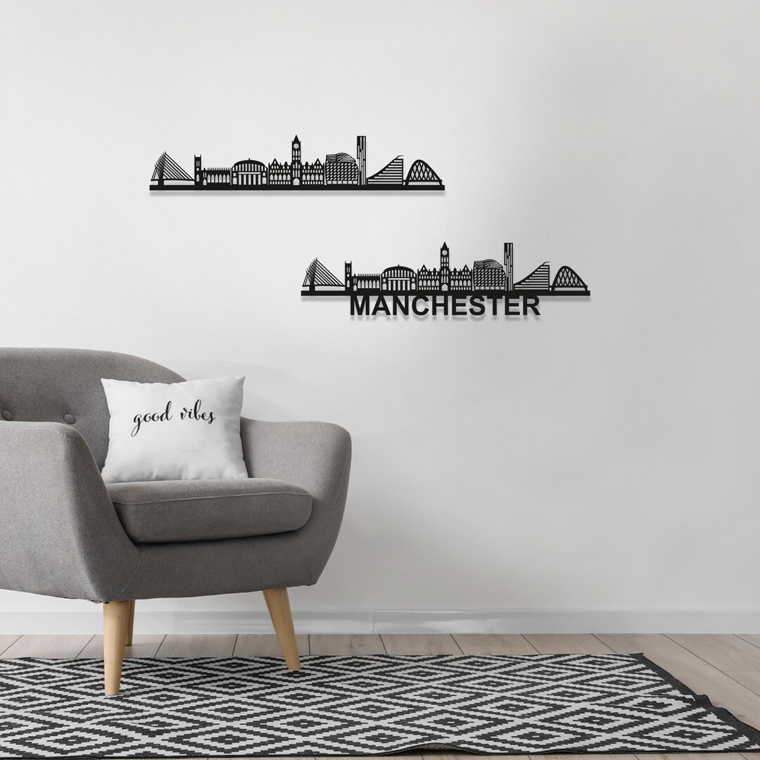 Manchester Skyline Wood Wall Art - Manchester Gift - Skyline Art - Wood ...