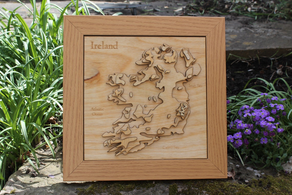 3D Ireland Map Wooden Topographical Map Ireland Map - Etsy