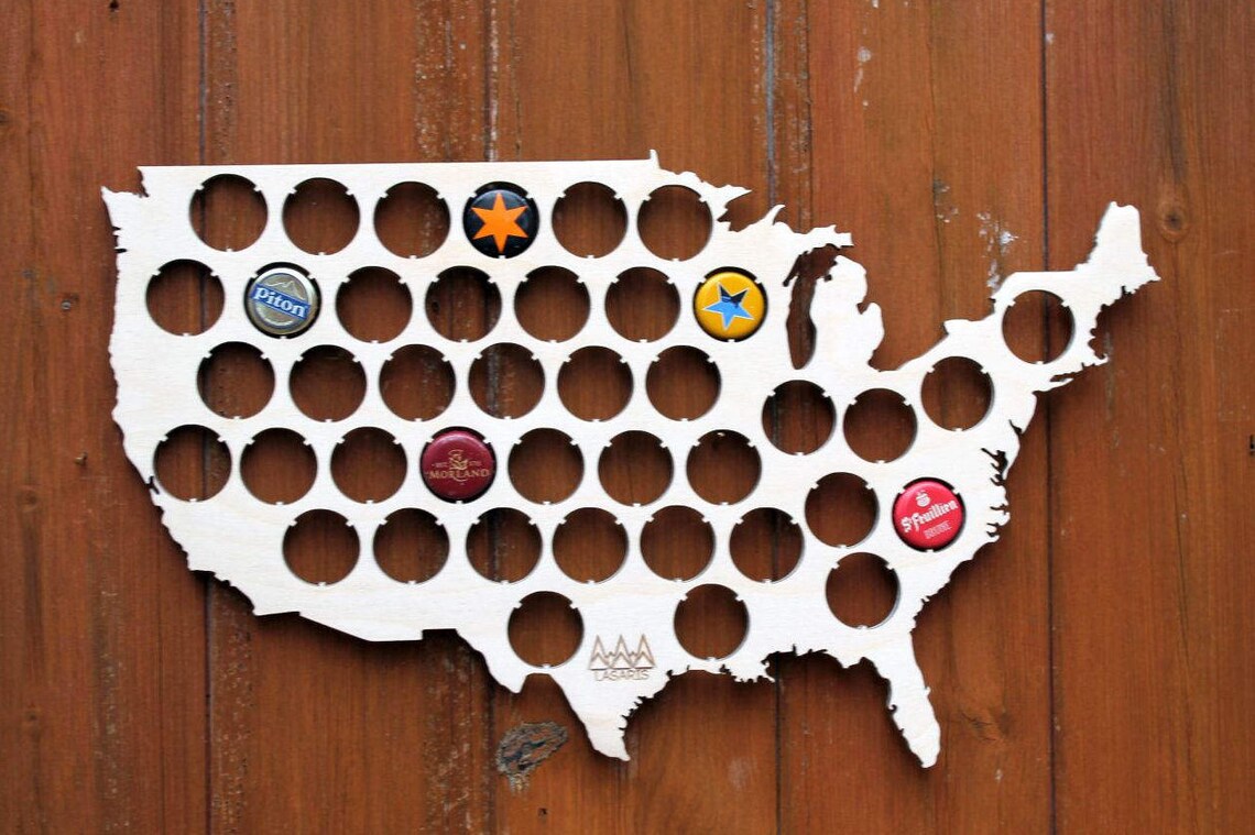 USA Beer Cap Map Bottle Cap Map Collection Beer Cap Gift Art | Etsy UK