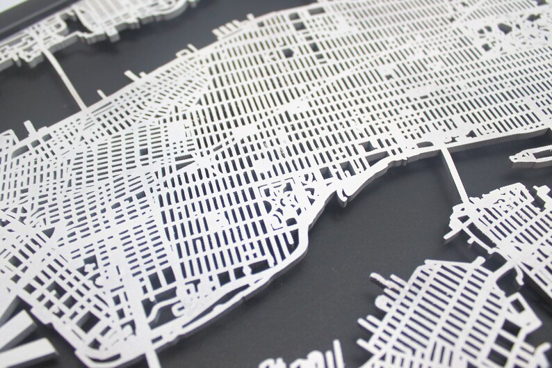 New York Manhattan Wood Map Laser Cut Street Map | Etsy