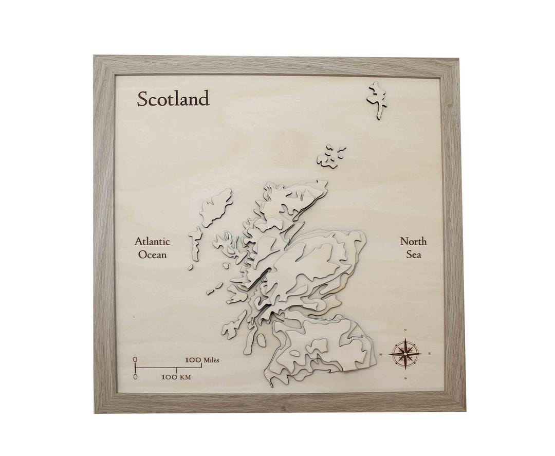 3D Scotland Map - Wooden Topographical Map - Scotland Map - Wooden ...