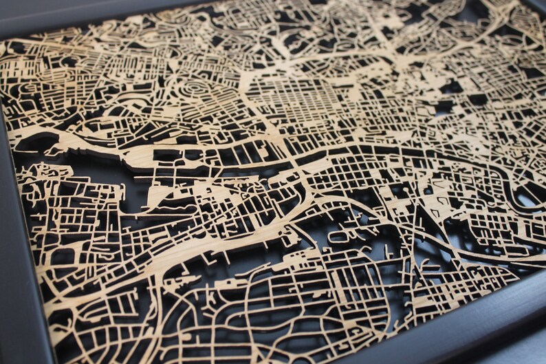 Glasgow Scotland Wood Map Laser Cut Street Maps Wooden Map - Etsy UK
