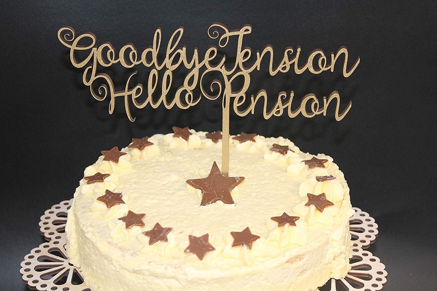 Goodbye Tension Hello Pension Retirement Cake Topper Wood | Etsy