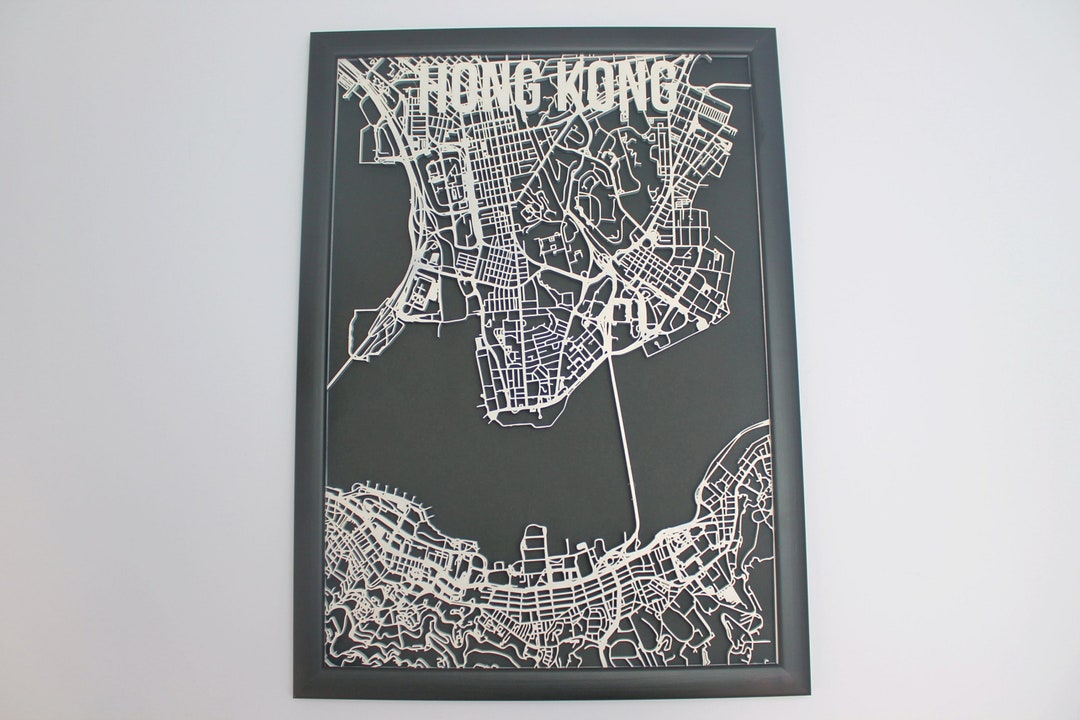 Hong Kong Island and Kowloon Wood Map Laser Cut Street Map - Etsy UK
