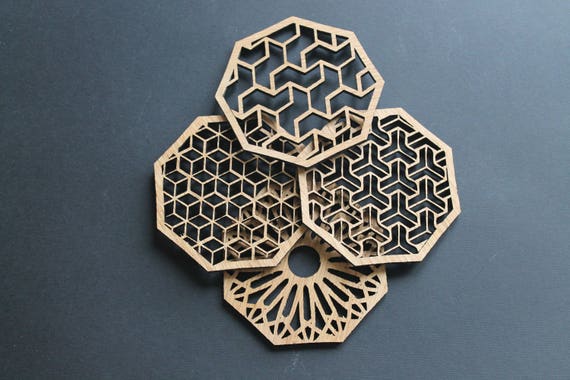 Geometric Delights Laser Cut Coasters Set of 4 - Etsy New Zealand