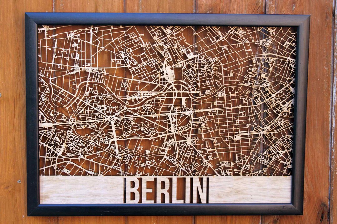 Berlin Wood Map Laser Cut Street Maps Wooden Map - Etsy