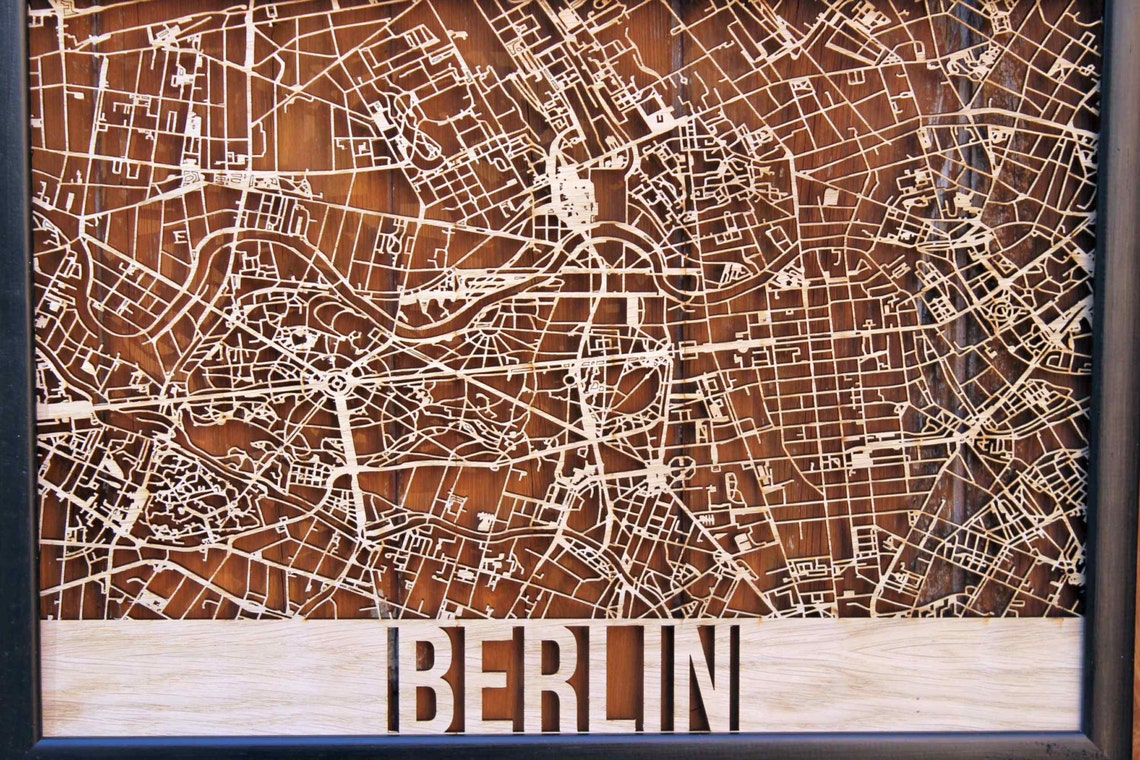 Berlin Wood Map Laser Cut Street Maps Wooden Map - Etsy UK