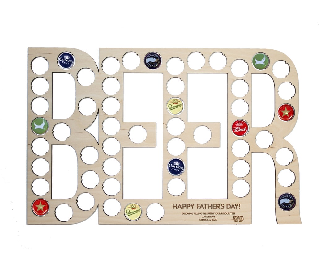 Fathers Day Personalised Beer Lettering Beer Cap Collection Beer Word ...