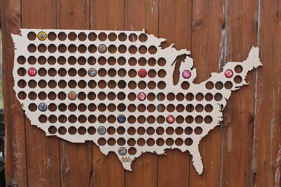 Giant USA Beer Cap Map Large Bottle Cap Holder | Etsy Canada