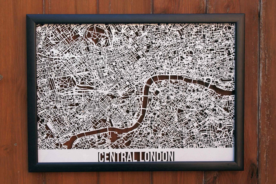 Central London Wood Map Laser Cut Street Maps Wooden Map - Etsy UK