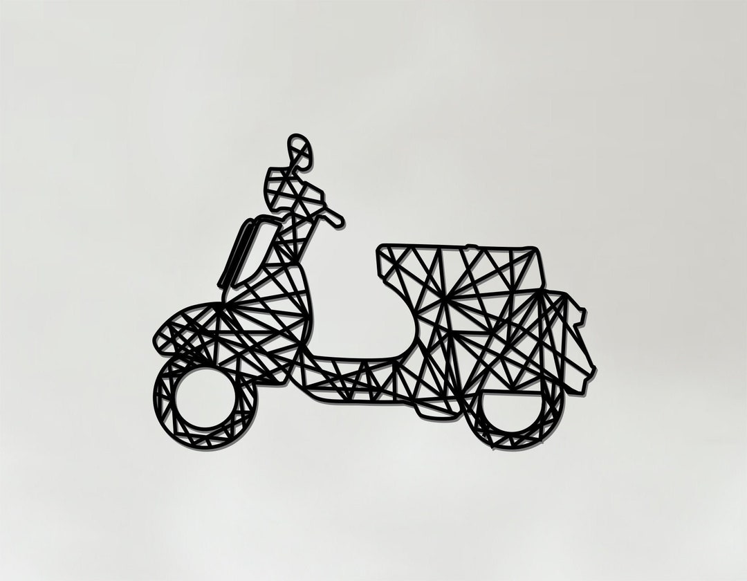 Geometric Scooter Art - Wooden Country Wall Art - Scooter Vespa ...