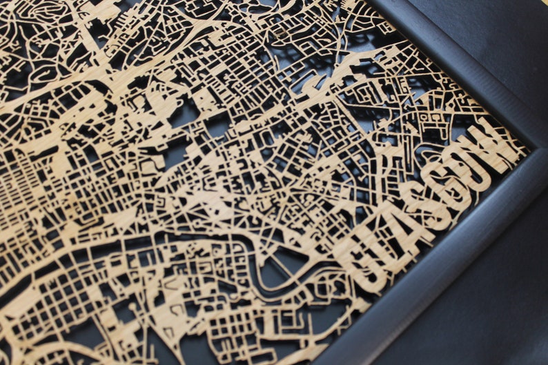 Glasgow Scotland Wood Map Laser Cut Street Maps Wooden Map - Etsy UK