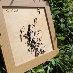 3D Scotland Map Wooden Topographical Map Scotland Map Wooden Contour ...