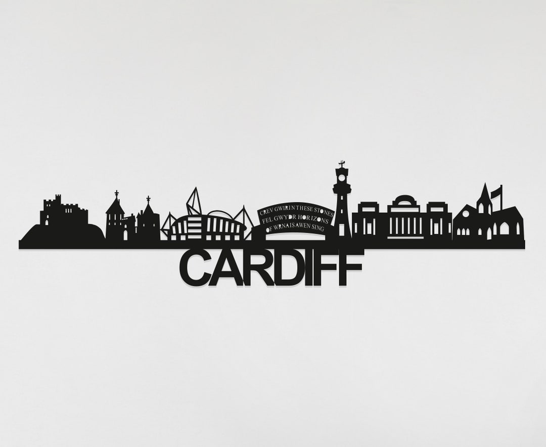 Cardiff Skyline Cardiff Gift Skyline Art City Name - Etsy UK