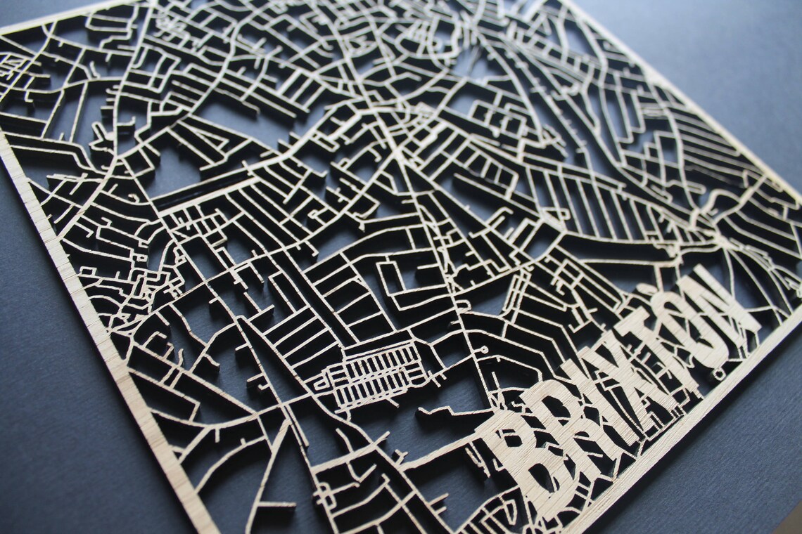 Brixton Solid Wood Laser Cut Street Maps Wooden Map - Etsy UK