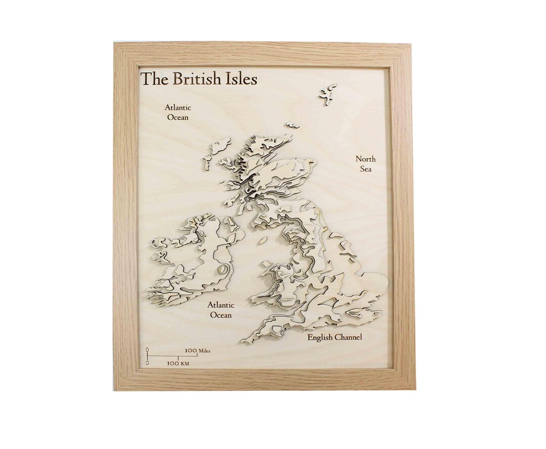 3D British Isles Map - Wooden Topographical Map - United Kingdom and ...