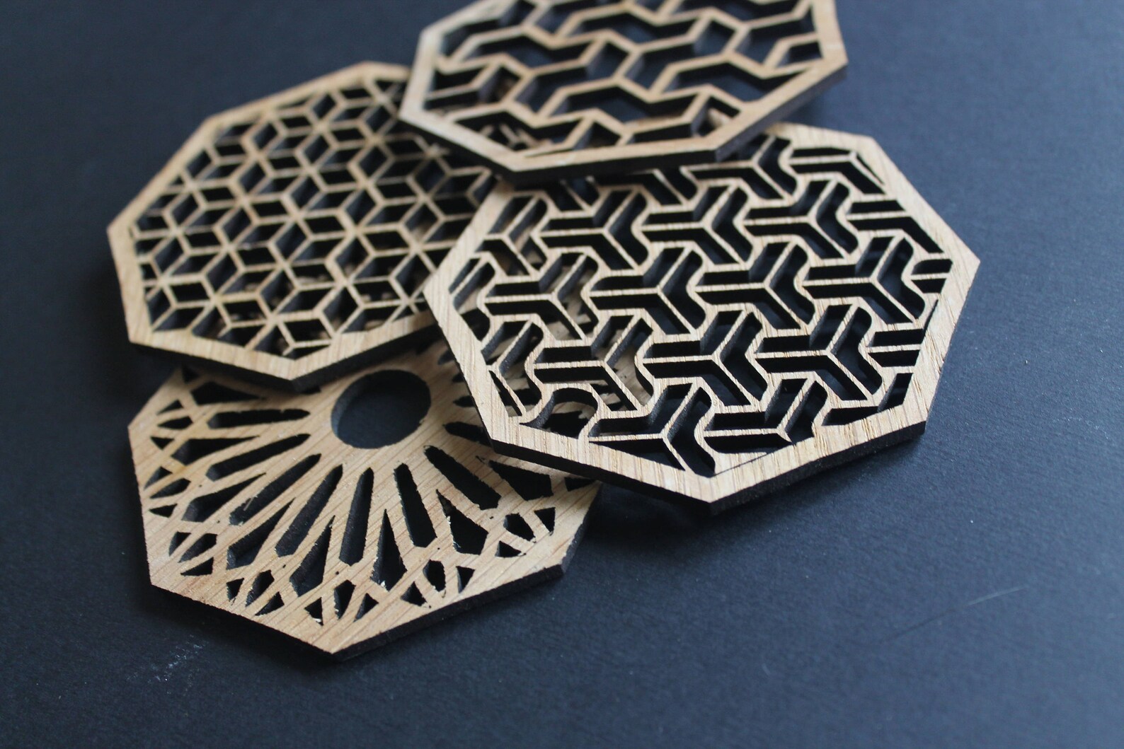 Geometric Delights Laser Cut Coasters Set of 4 - Etsy New Zealand