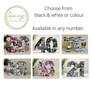 Freestanding Double Photo Number, Photo Collage, Birthday Gift, Photo ...